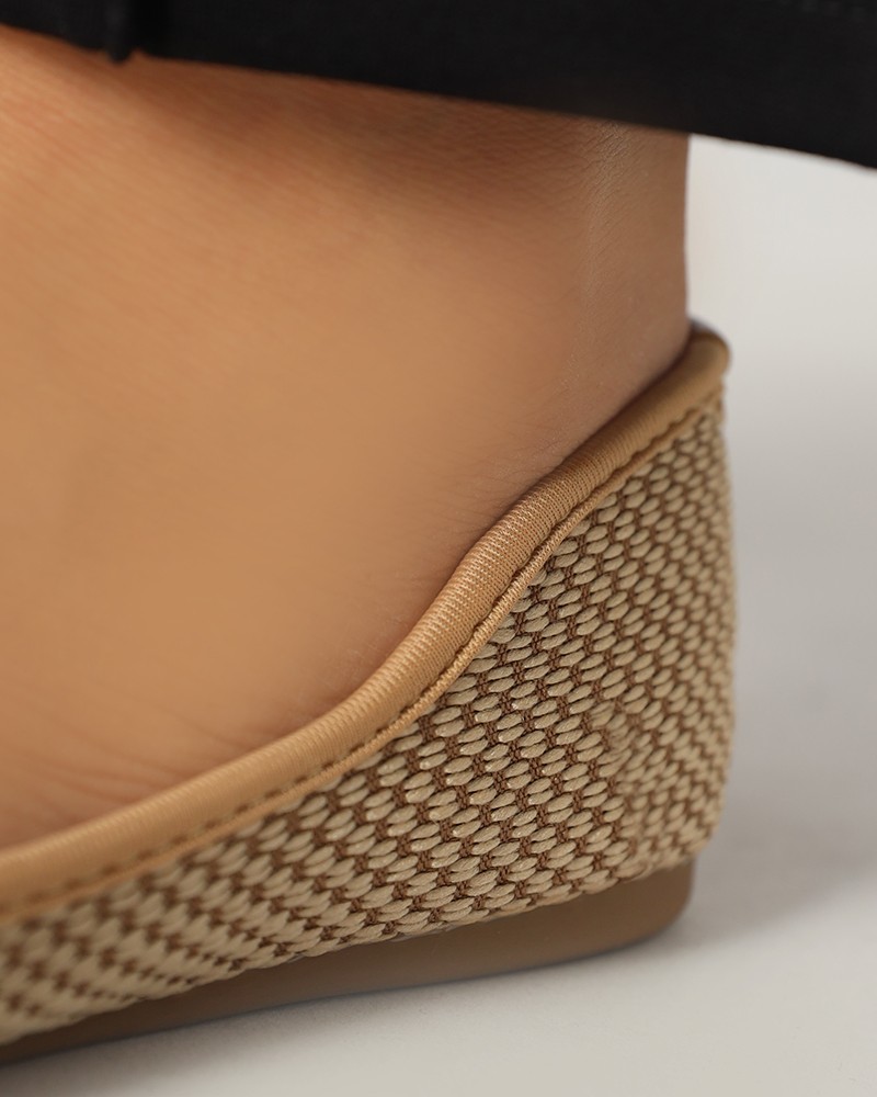 Fabric Flat Ballerina Shoes In Apricot Color - Daraghmeh