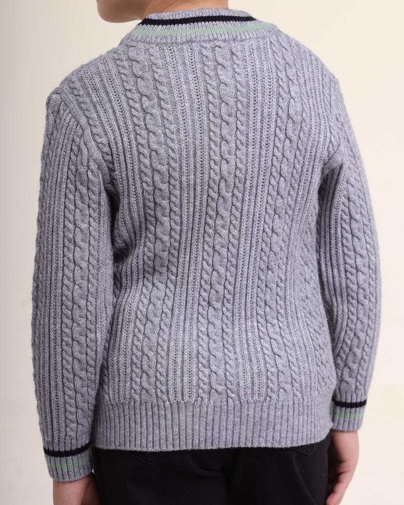 Boys’ Knitted Sweater with Chest Logo - Daraghmeh