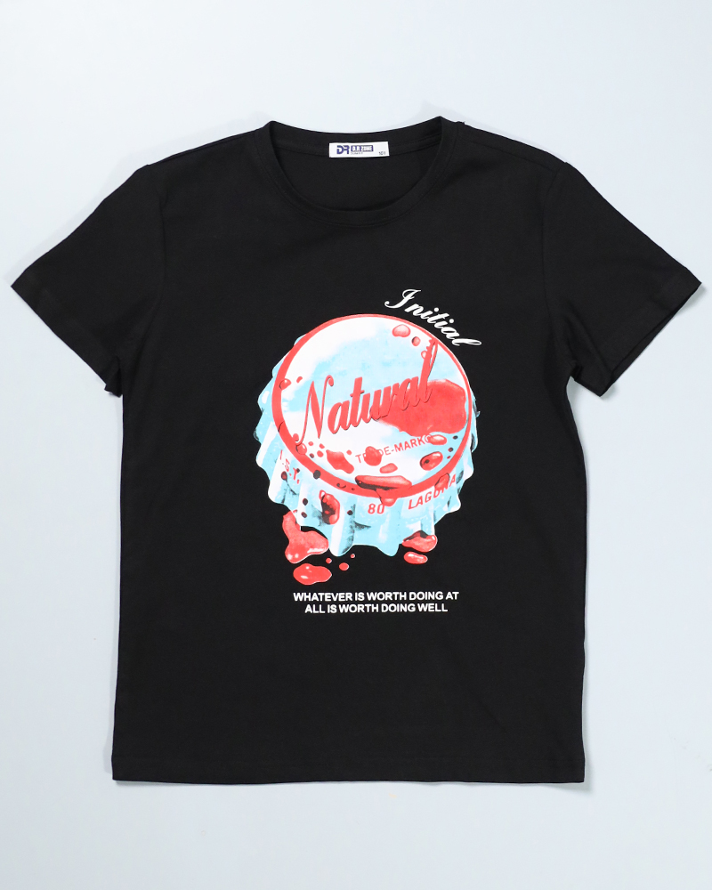 Slim Fit T-shirt With "NATURAL" Print - Daraghmeh