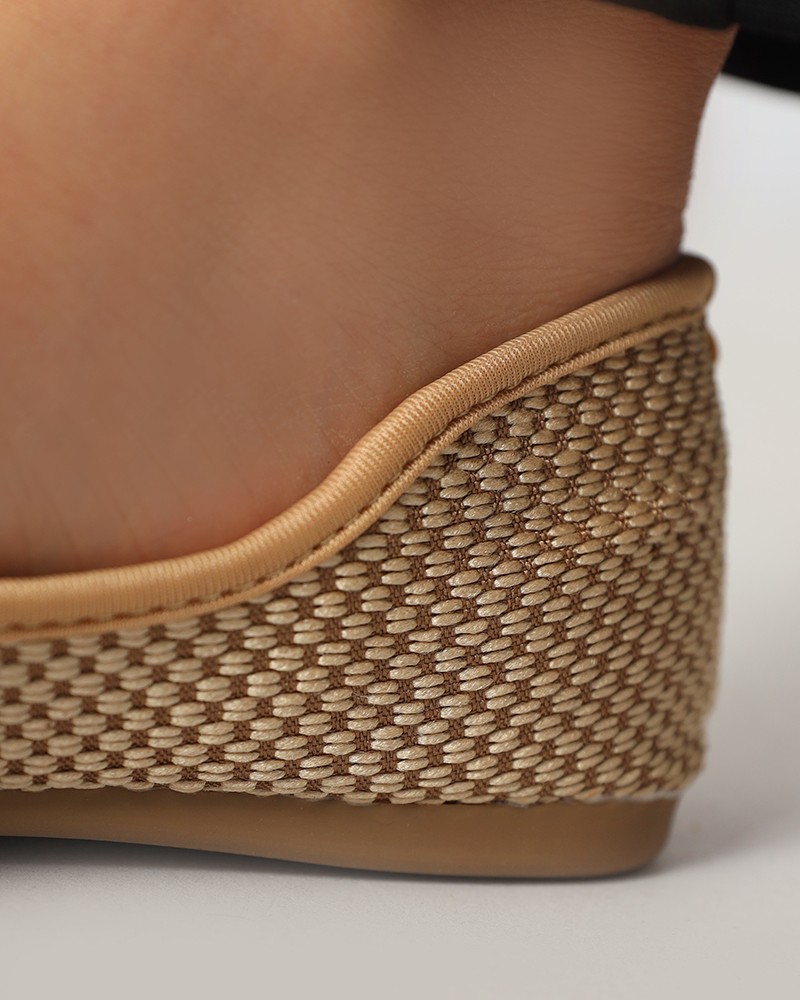 Fabric Flat Ballerina Shoes In Apricot Color - Daraghmeh